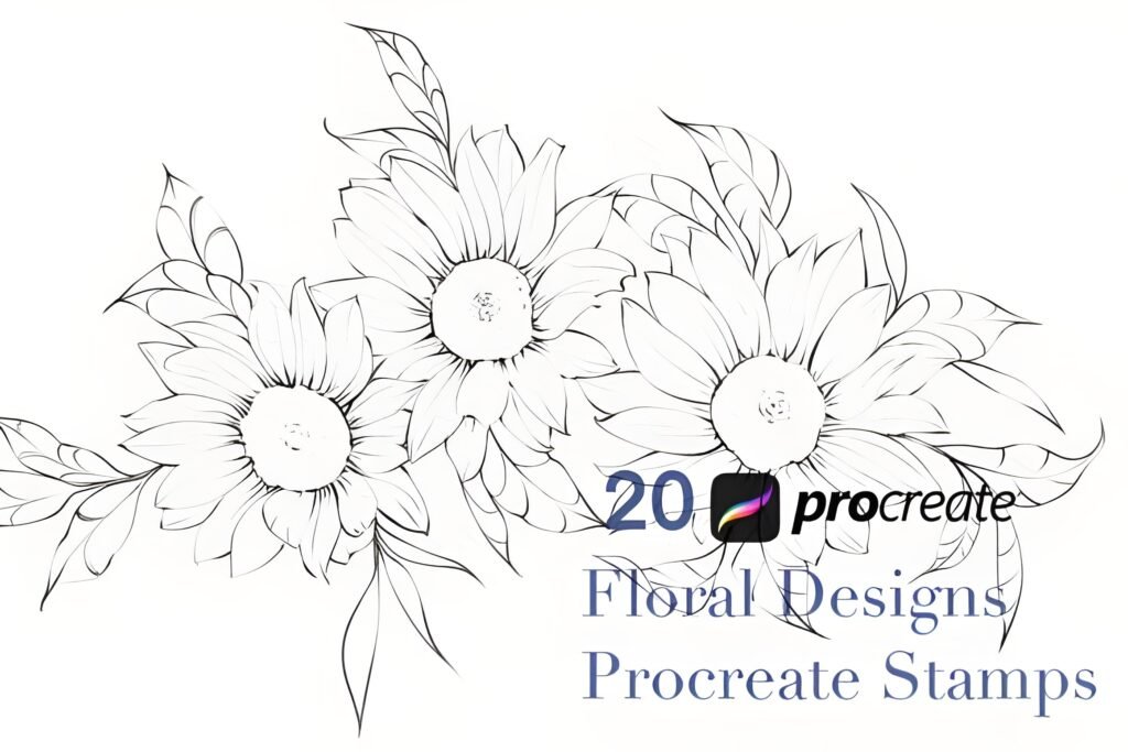 Procreate Flower Stamp, Sunflower Brush - Download for Free
